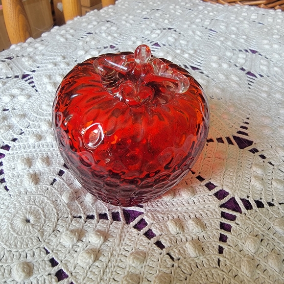 Art | Vintage Blown Glass Red Strawberry Paperweight With Bumpy Texture ...